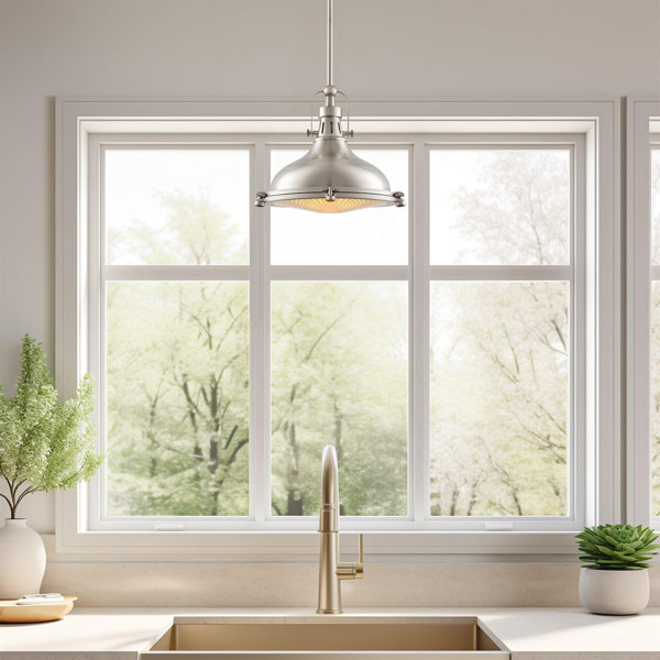 Williston Forge Kira Home Beacon Industrial Farmhouse Pendant Light With Fresnel Glass Lens ...